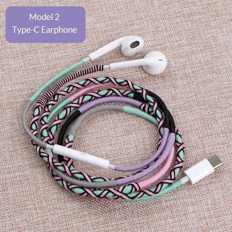 Наушники с разъемом USB Type-C и плетеным проводом