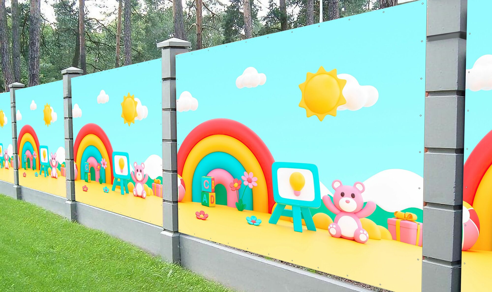 Фотосетка для забора, фасада Фотофасад с люверсами 3 х 2,4 м