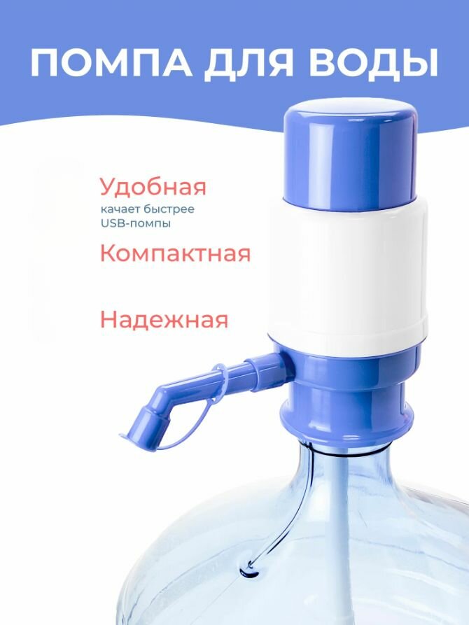 Помпа для воды Drinking Water Pump model 29799 механическая, под бутыль от 11 до 19 л, голубая