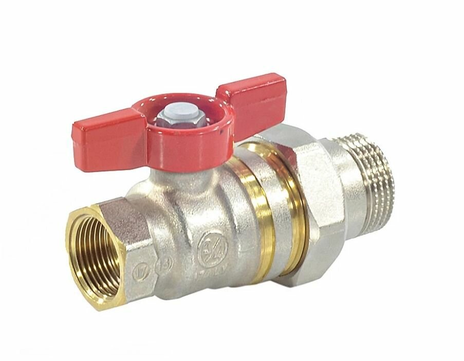 Кран шаровой латунь никель R919 Ду 32 Ру35 ВР/"американка" полнопроходной бабочка Giacomini R919X009