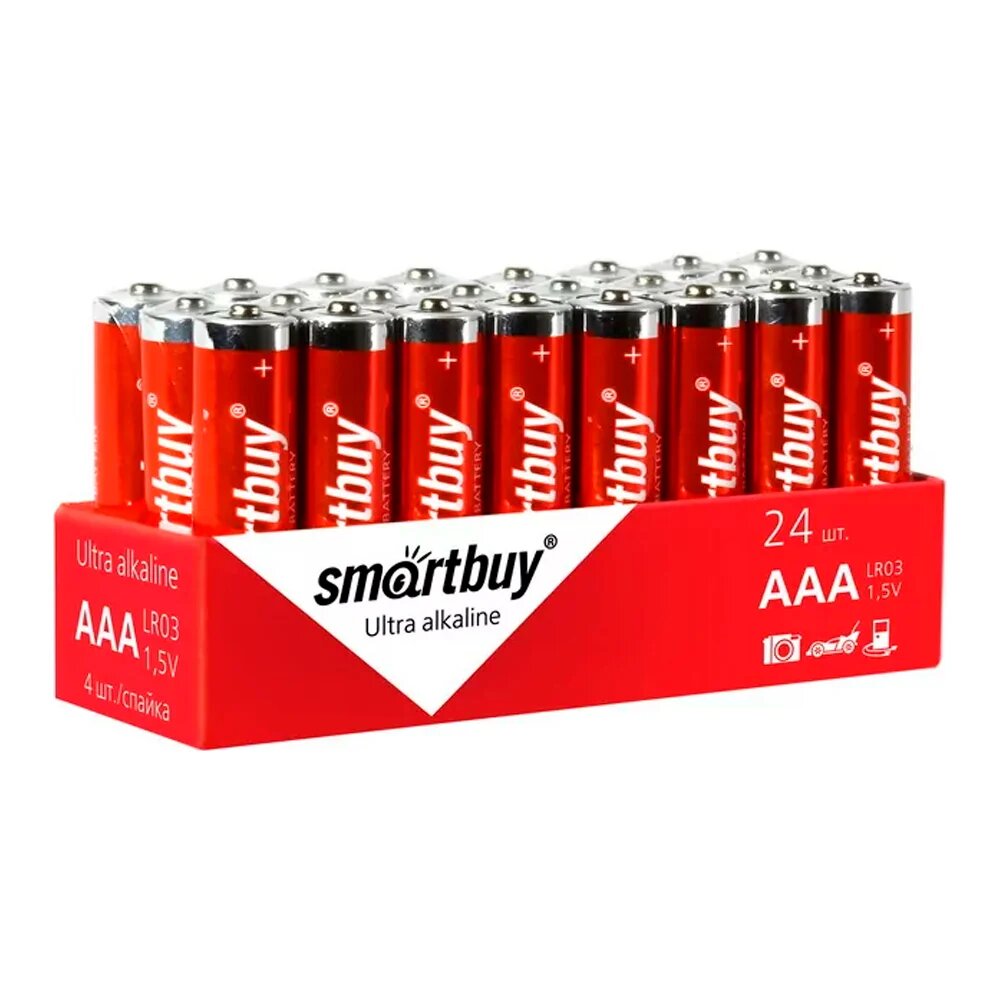 Батарейка Smartbuy щелочная мизинчиковая AAA (LR03) – алкалиновый элемент, подходит для техники, упаковка