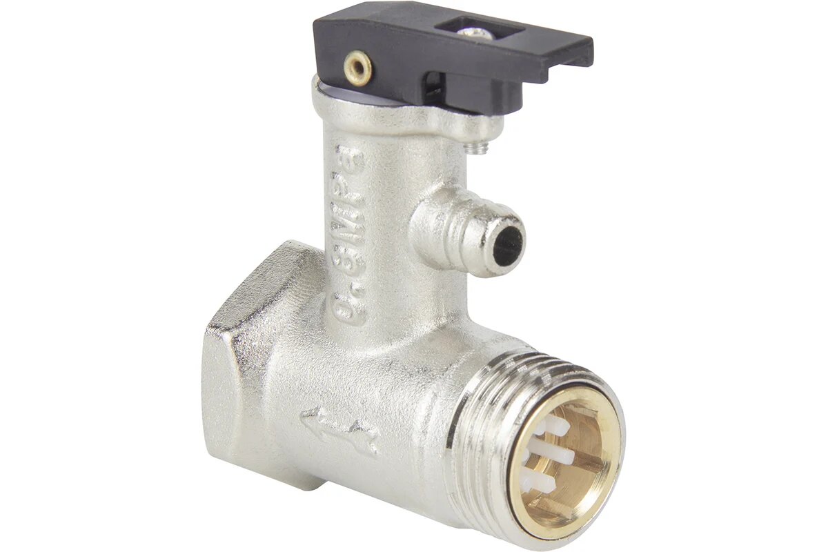 Клапан предохранительный для бойлера TEBO T‑AB с ручкой спуска, рабочий до 8 бар, размер 1/2'