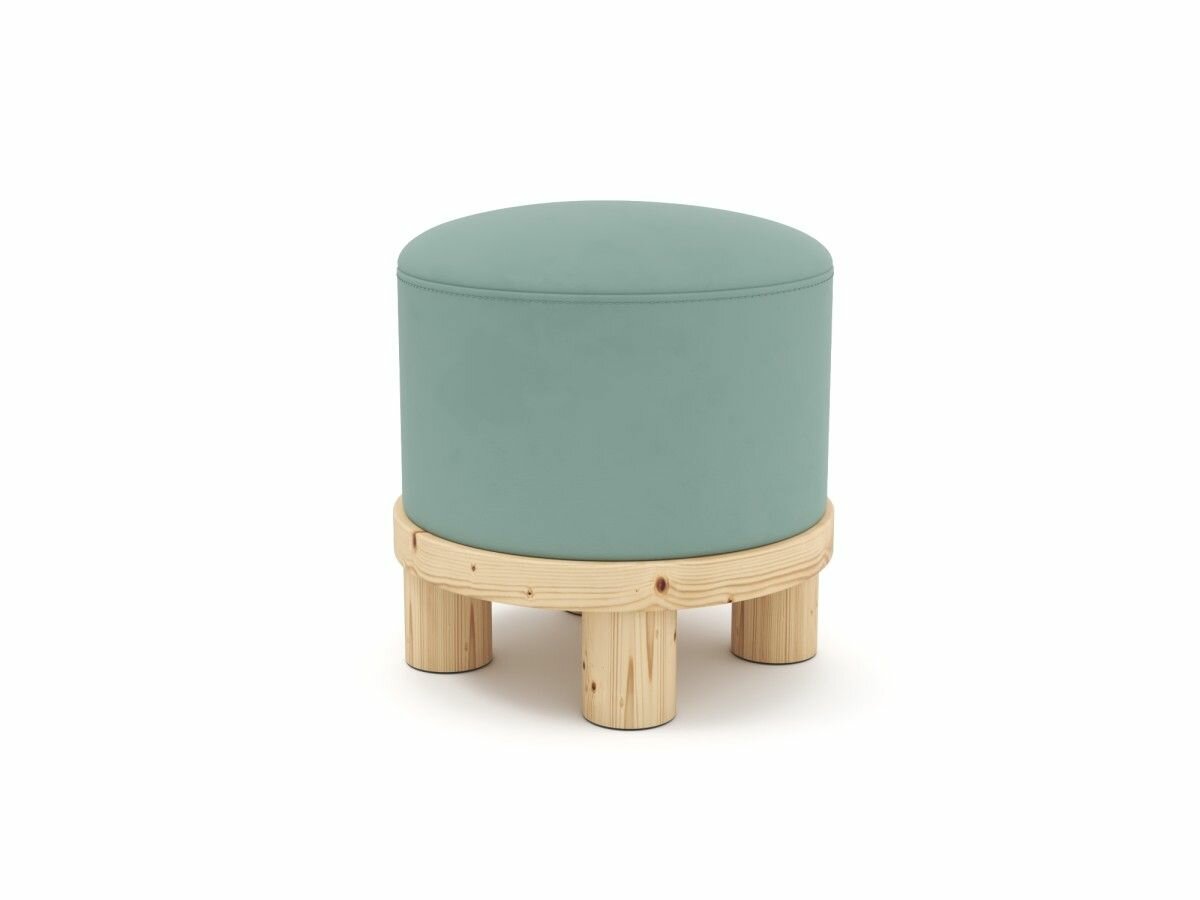 Круглый мягкий пуф Soft Element Сканди-1 на ножках, в прихожую, пуфик для ног, велюр, мятный, стиль современный лофт
