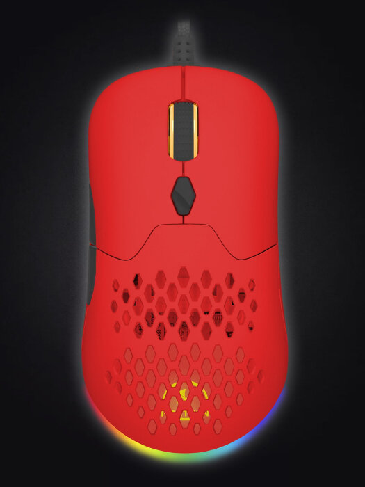 Проводная игровая мышь Jet.A Panteon PS140 PRO красная(200-6200dpi,7 кн, LED, доп. свитчи, доп. панель)