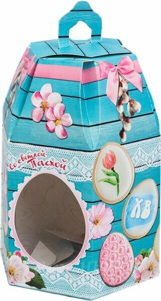 Коробка для кулича 16,5х21 см. с окошком Со светлой Пасхой (Набор из 4 шт.)