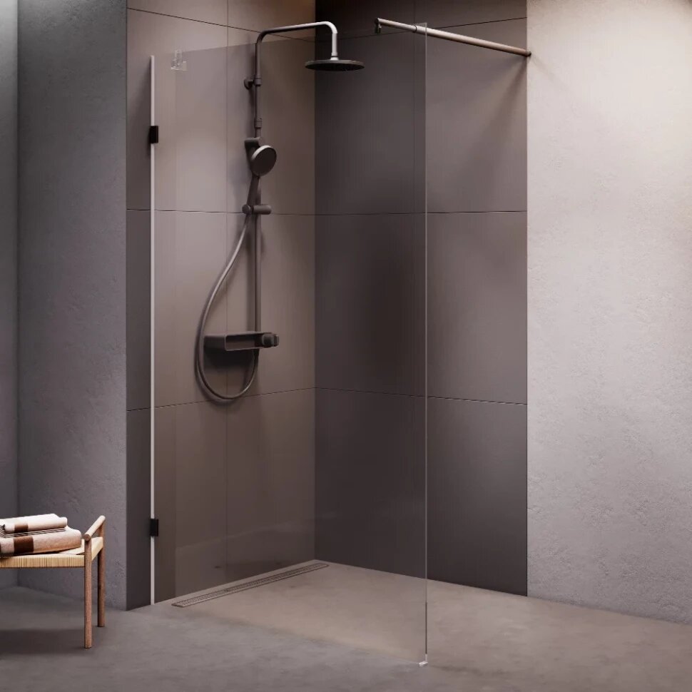 Душевая перегородка Am.Pm X-Joy W94WI-120-F1-BTE 120,4 см, профиль черный матовый, стекло прозрачное