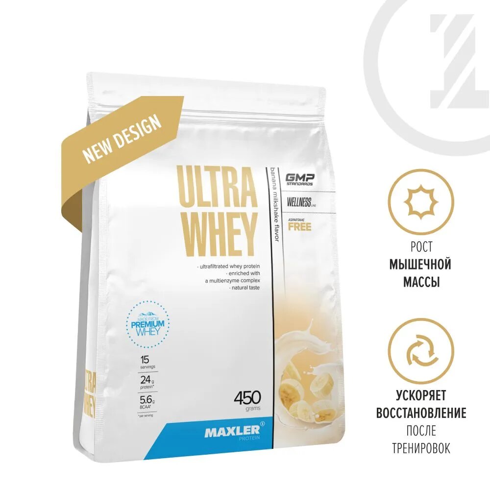 Протеин сывороточный Maxler Ultra Whey 450 g (bag) (Banana Milkshake)