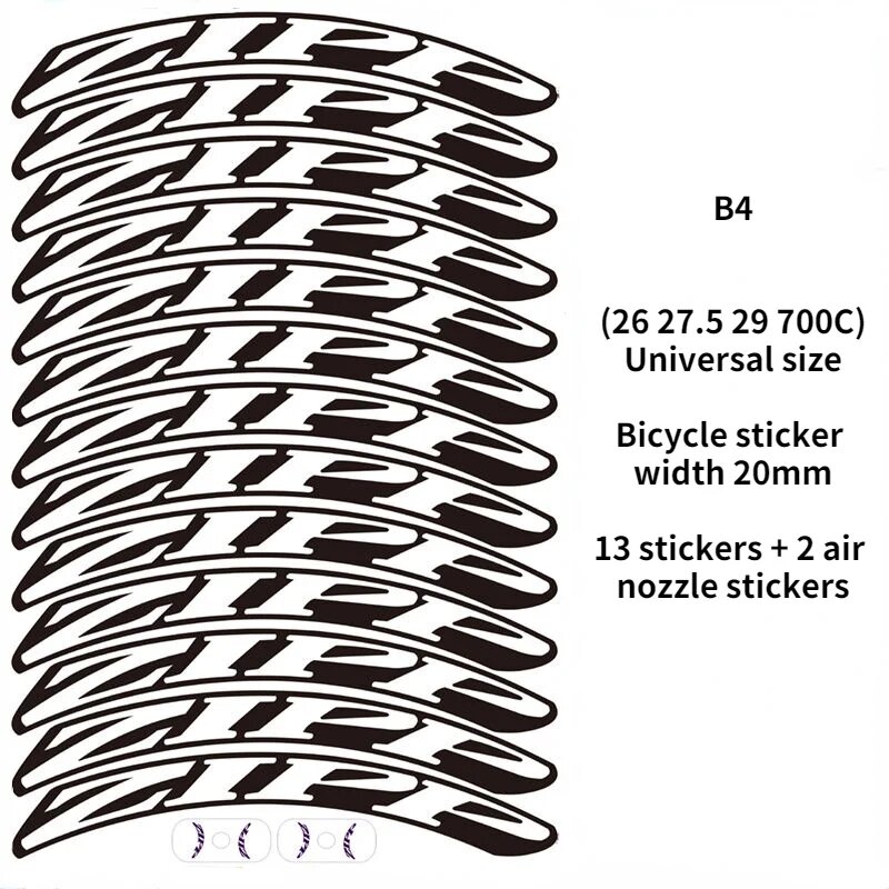 Велосипедные наклейки 3М 20 мм MTB 26 27.5 29 700C Черный, B4 White