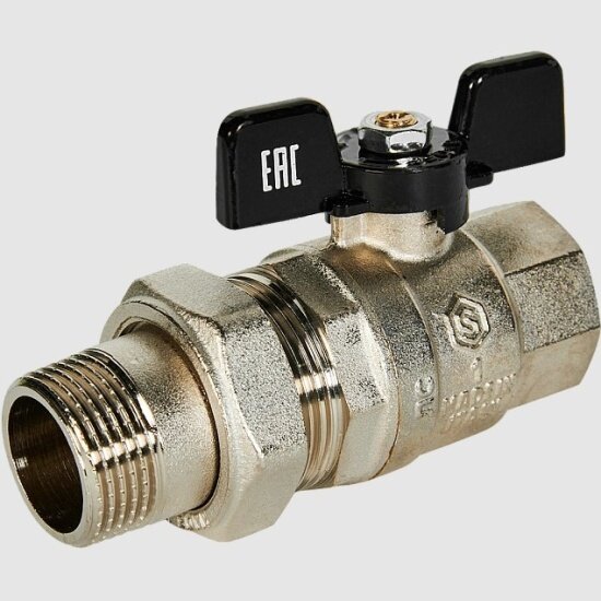 Кран шаровой Stout полнопроходной с американкой, ВР/НР, ручка бабочка 1 (SVB-0007-200025)