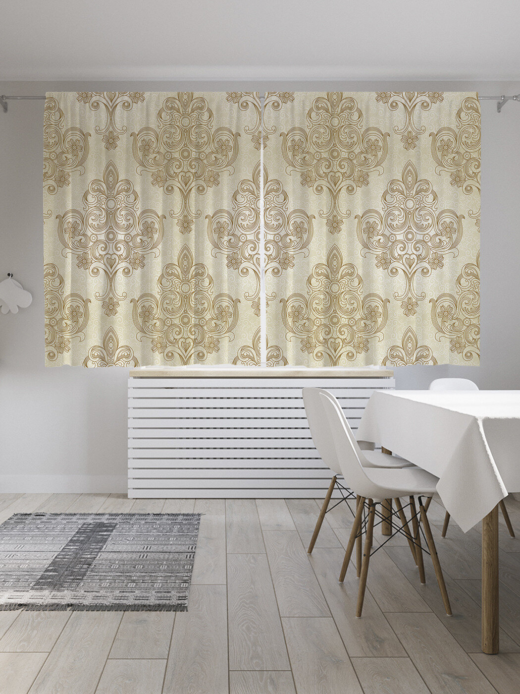 Фотошторы короткие "Орнамент ампир", 2 полотна шириной по 145 см, высота 180 см, JoyArty