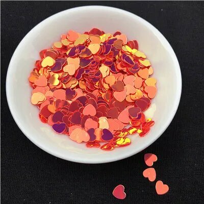 Блестки сердце isequins 6 мм 9 цветов Красный, Melon Red