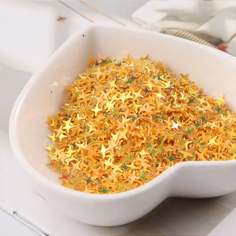 Блестки звездочки JG Gold Yellow, 2400 шт, 4 мм, ПВХ
