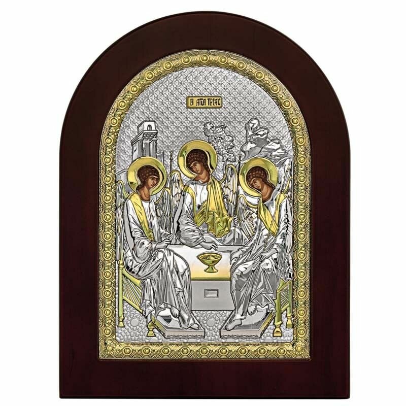 Троица Святая. Икона в серебряном окладе (15 х 21 см / С позолотой на серебряном окладе)