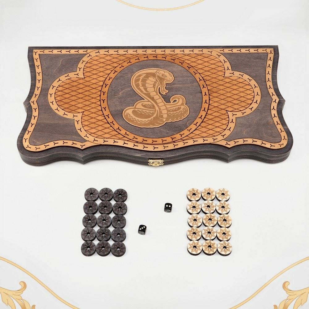 Нарды деревянные большие, резные, настольная игра "Кобра", 45х45 см