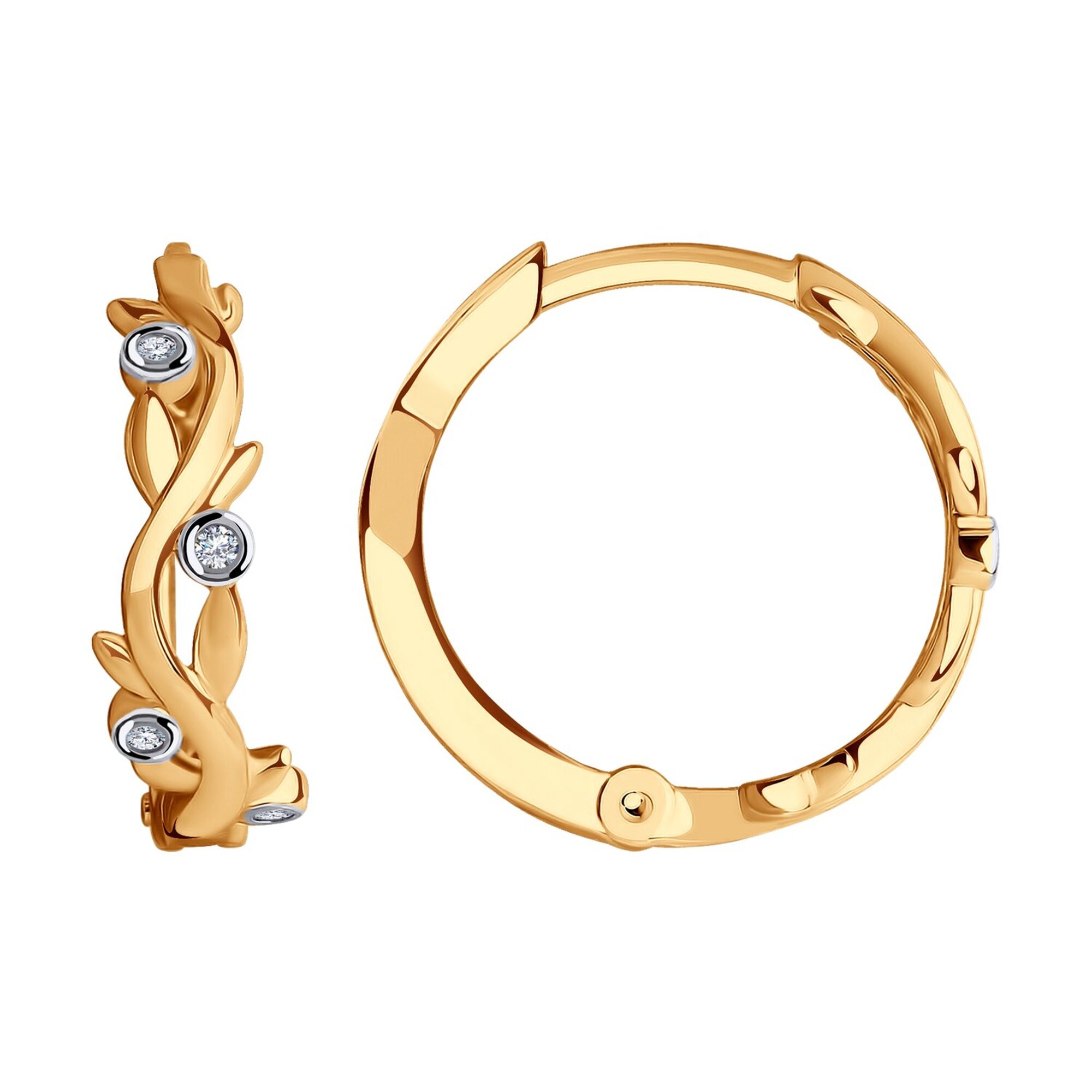 Серьги, красное золото, 585 проба, фианит