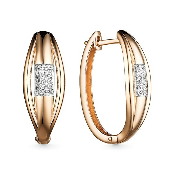 Серьги, красное золото, 585 проба, фианит