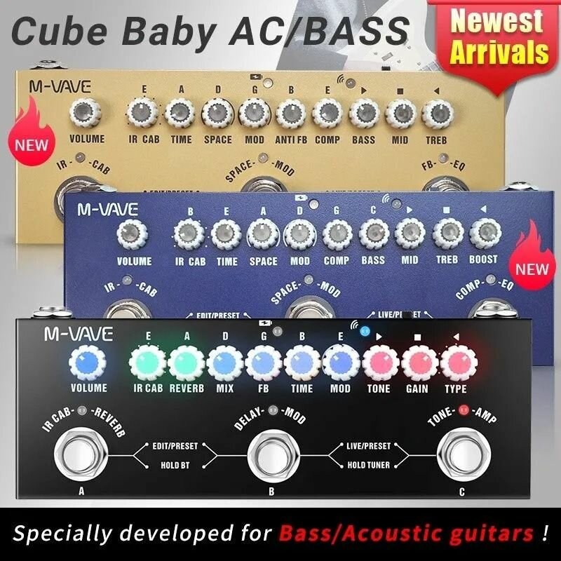 CUVAVE/M-VAVE Cube Baby Электрогитара Комбинированный Гитарный Эффектор Bass Stompbox Effector