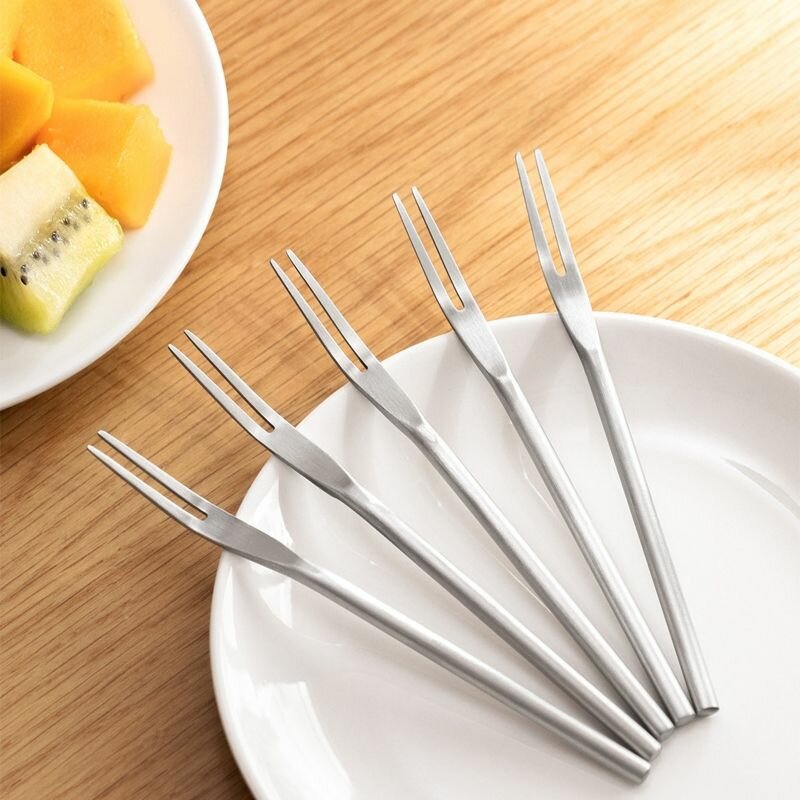 1 упаковка из 4 штук, вилка для фруктов, маленькая вилка из нержавеющей стали