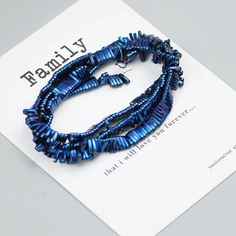 Браслет из гематита темно-синий, 5x1 мм, Plating Blue Color