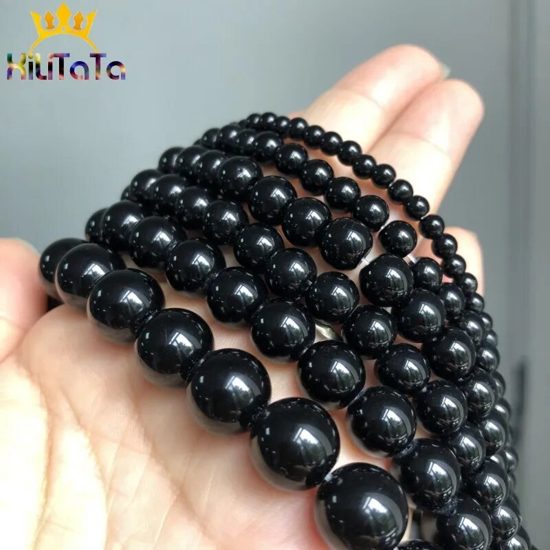 Бусины из агата Tridacna 15 дюймов 4 6 8 10 12 мм Черный, 4mm (approx 91pcs), Glass