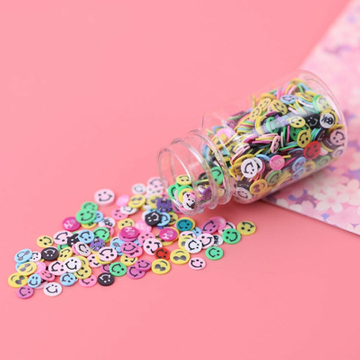 (1 бутылка) 20 мл флакон с кусочками фруктов из мягкой глины-Смайлик