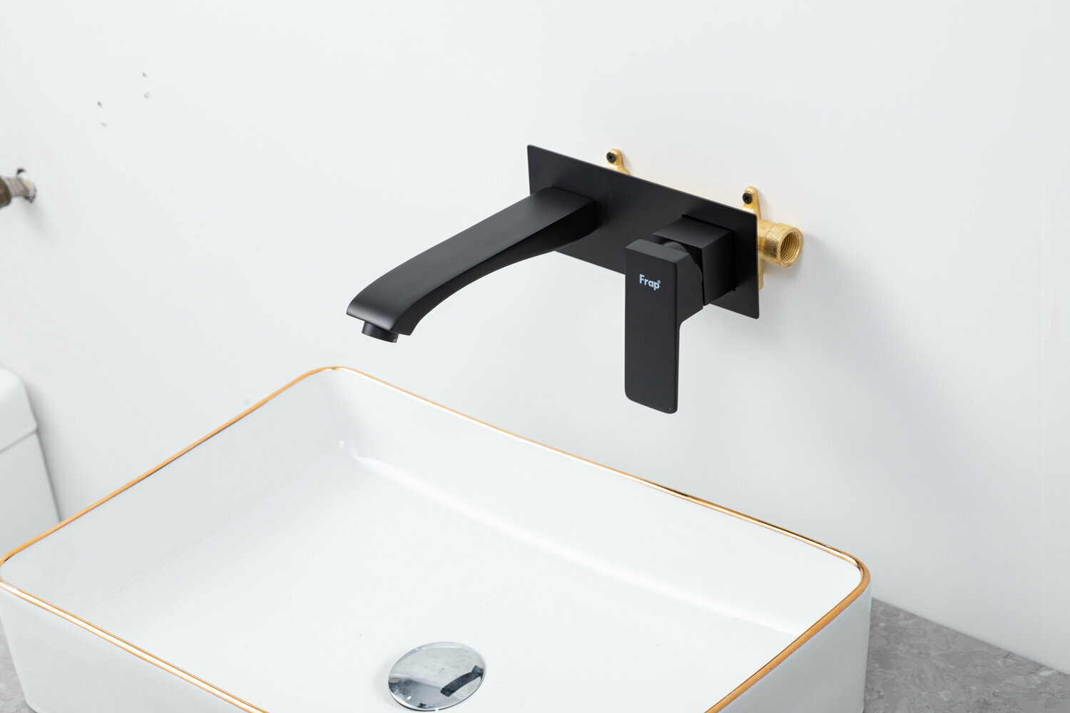 Смеситель для раковины Frap F1276-6 черный, настенный встраиваемый, латунь