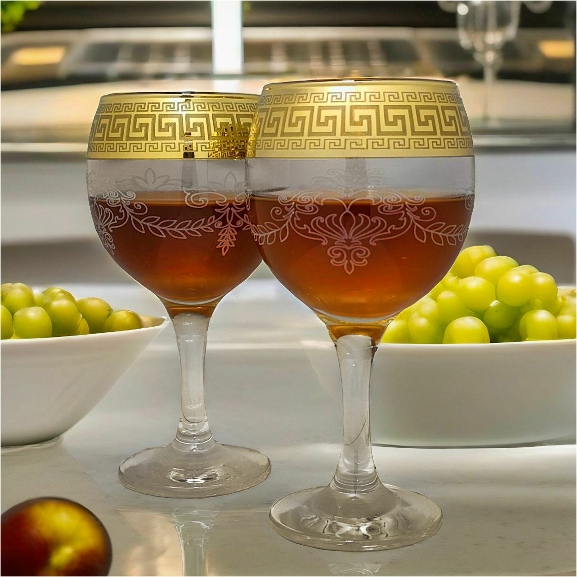 Подарочный набор бокалов для вина с алмазной гравировкой PROMSIZ барокко, 260 мл, 6 шт.