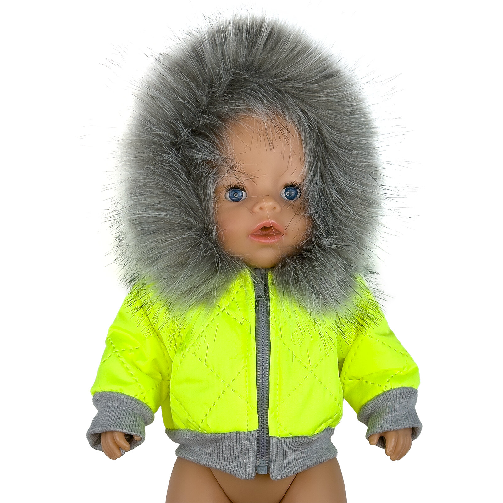 Зимняя куртка лимон для пупса 43 см