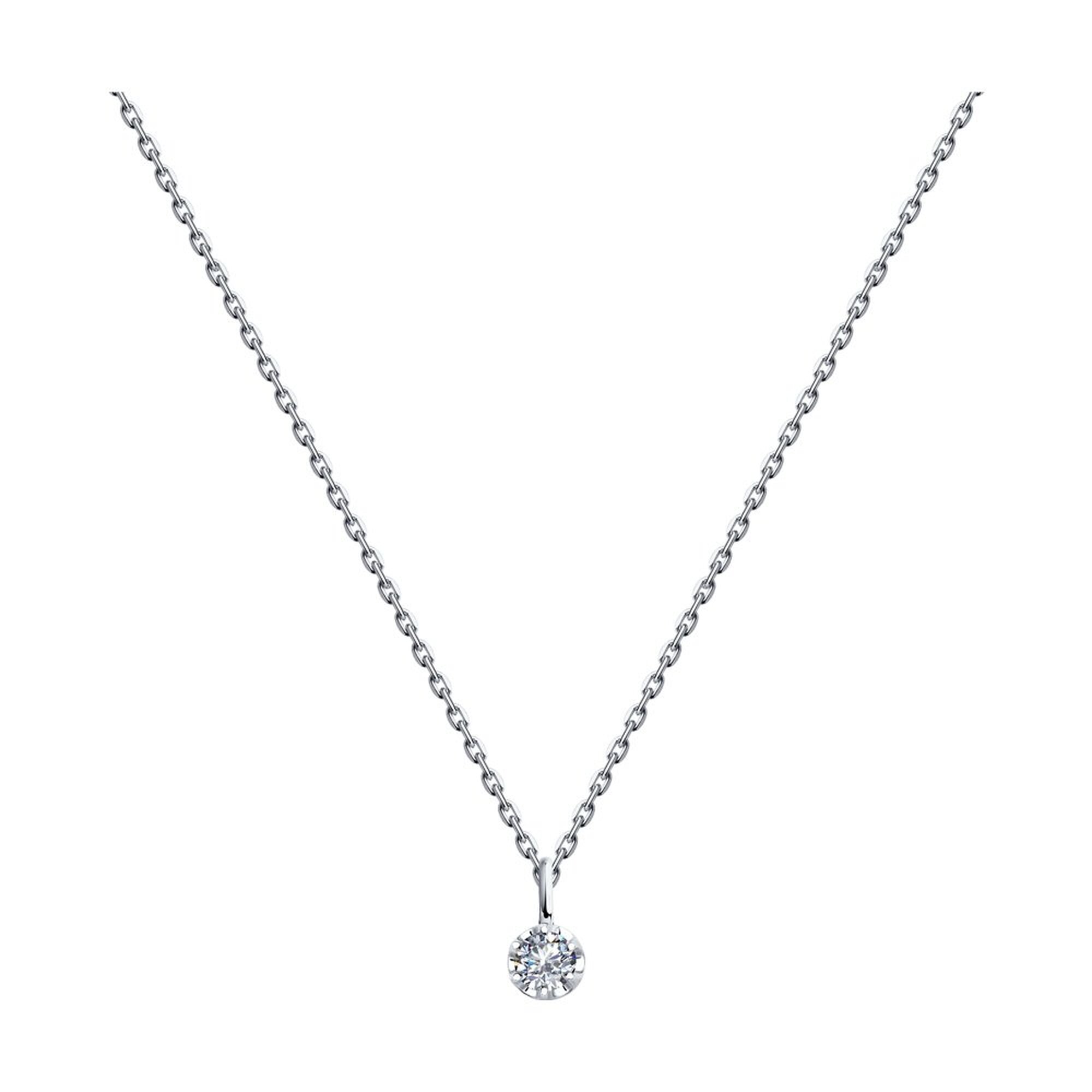 Колье, белое золото, 585 проба, бриллиант