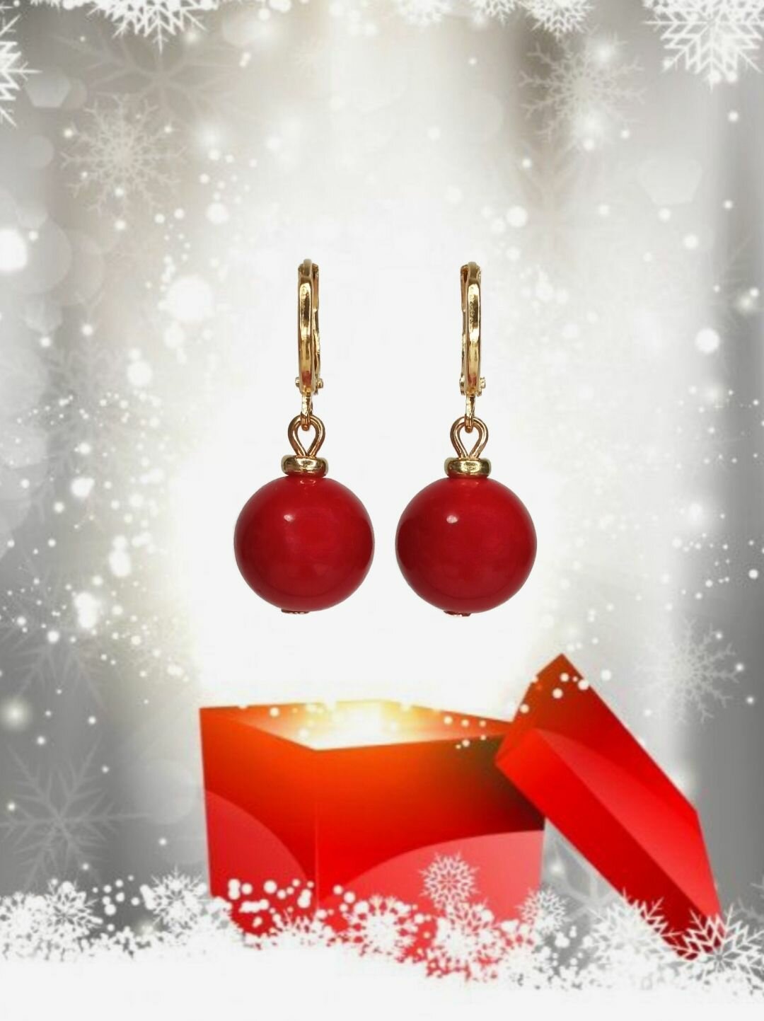 Серьги, искусственный камень