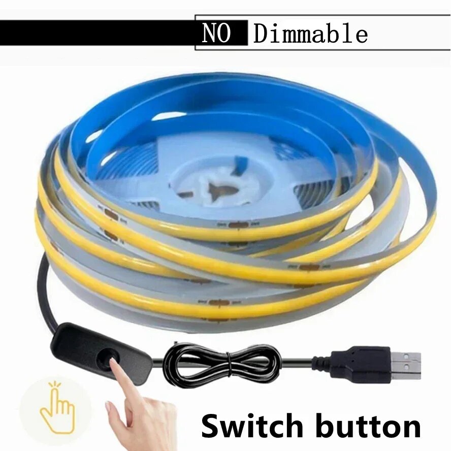 Светодиодная лента USB, Cold White, 1m, Switch