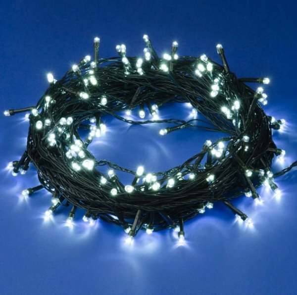 Гирлянда светодиодная, 20x200 светодиодов. Белый свет. Провод зеленый S2000-200/DGA WHITE IP20