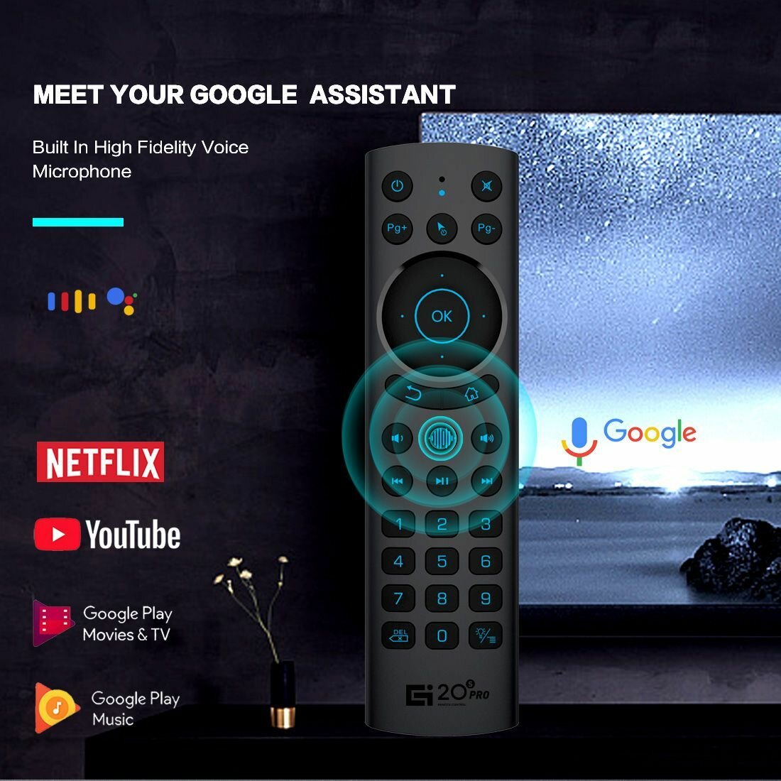 Пульт для ТВ H96, G20S Pro, ИК-обучение, голосовое управление, 30 кнопок