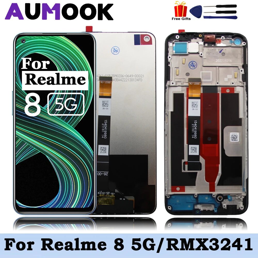 6,5 'для OPPO Realme 8 5G RMX3241 ЖК-дисплей, дигитайзер сенсорного экрана в сборе, With Frame
