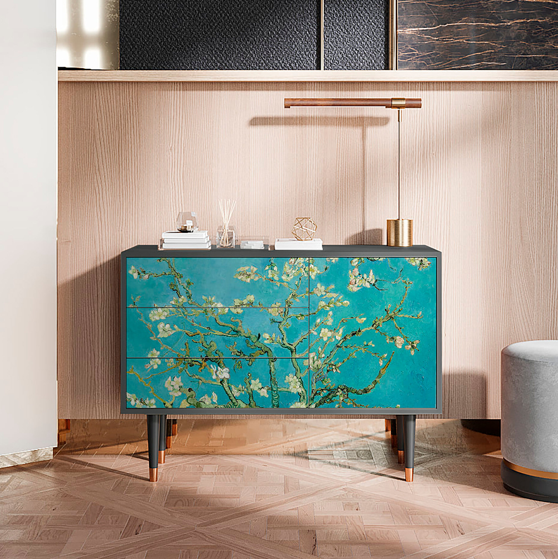 Комод - STORYZ - S3 Almond Blossom by Van Gogh, Размер - 115 x 84 x 41 см, Цвет корпуса - , Антрацит