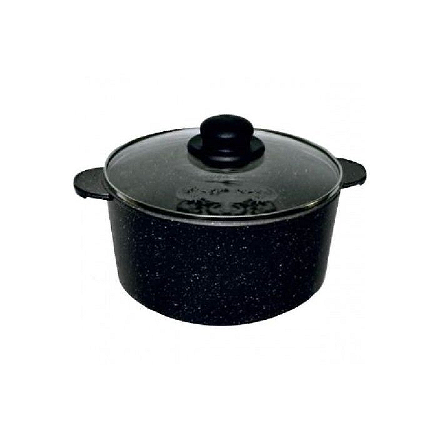 Кастрюля алюминиевая Мечта Гранит с крышкой с антипригарным покрытием для газовых и электрических плит 4л / посуда для кухни