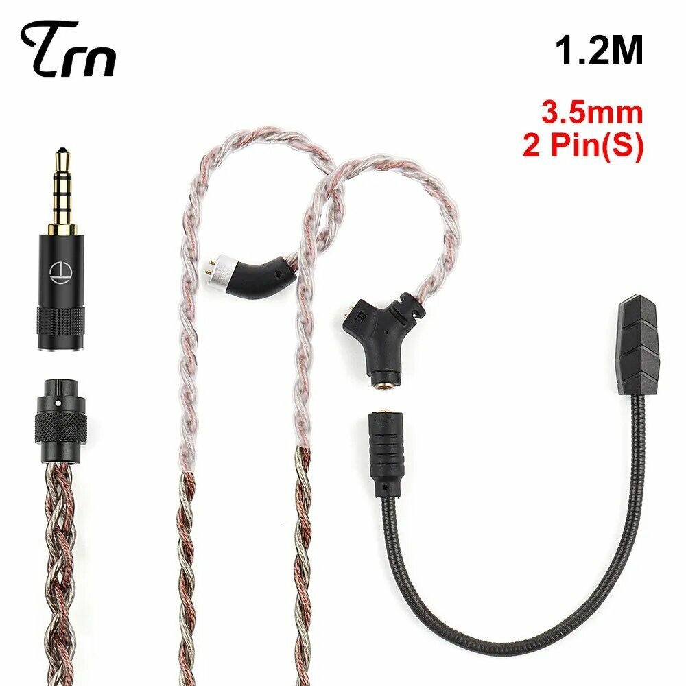 Кабель для наушников TRN RedChain Plus QDC / S / C Pin, модернизированный провод со сменным разъемом 3,5 мм 2,5 мм 4,4 мм Type-C Lightning для наушников KZ ZSN PRO Castor Krila TANGZU WANER SG