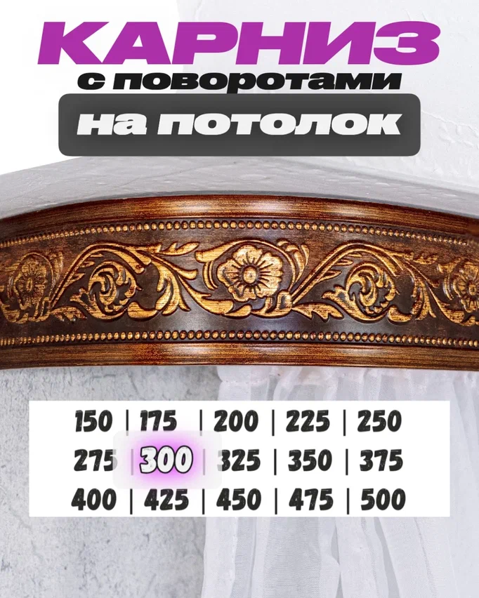 Карниз для штор потолочный 300 см составной двухрядный твоя зона комфорта