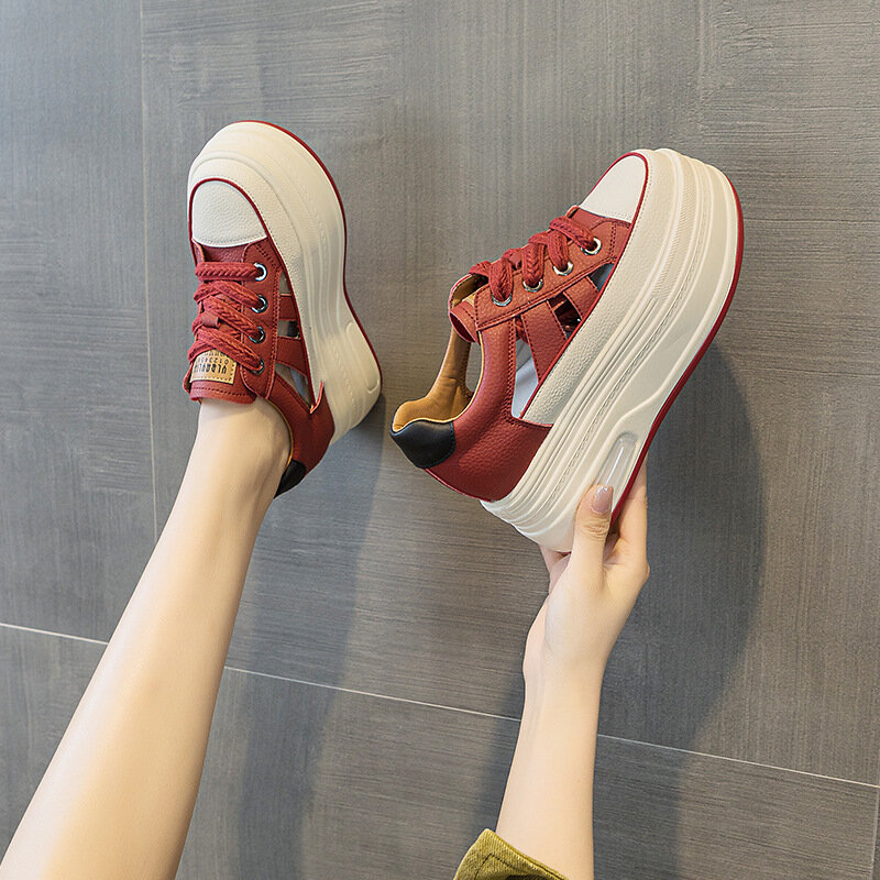 Женские туфли небольшого размера, лето 2025, новые, на толстой подошве, с танкеткой, на платформе и с внутренней частью, увеличивающей рост, повседневные туфли для женщин