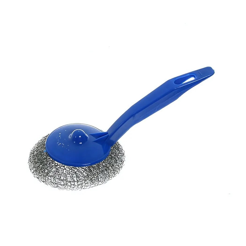 Губка металлическая для посуды 12,5 см, с ручкой, анодированная сталь