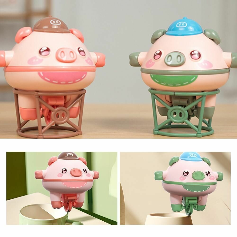 Интерактивная игрушка гироскоп Свинка Piggy на моноколесе, электронная юла волчок, детские игрушки