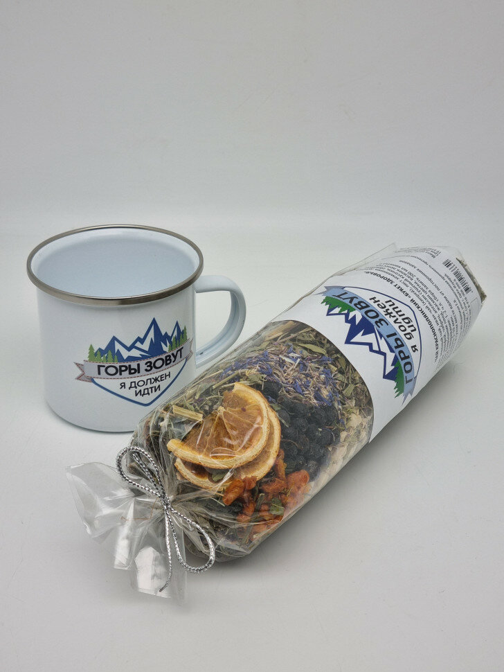 Краснополянский чай "Букет здоровья" 100гр в эмалированной кружке "Горы зовут" 200мл