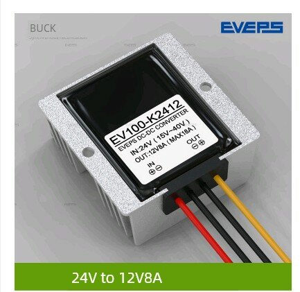 Преобразователь DC-DC 24В в 12В, 8А, большой алюминиевый корпус для систем транспортных средств