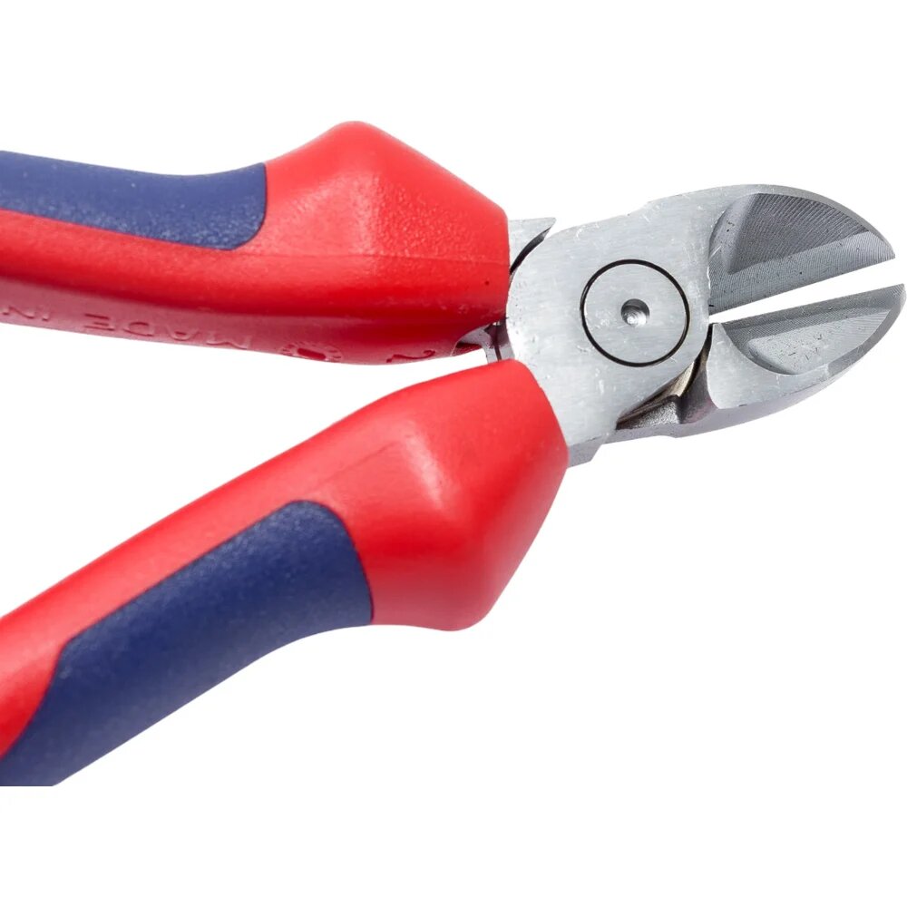 Бокорезы KNIPEX KN-7005140 из спиральной проволоки, диагональные стальные губки, рукоятки двухкомпонентные красно‑синего — фото 1