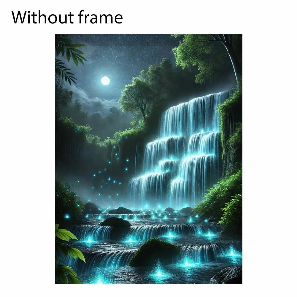 Алмазная живопись, серия "Лес", круглая алмазная живопись, 30х40 см