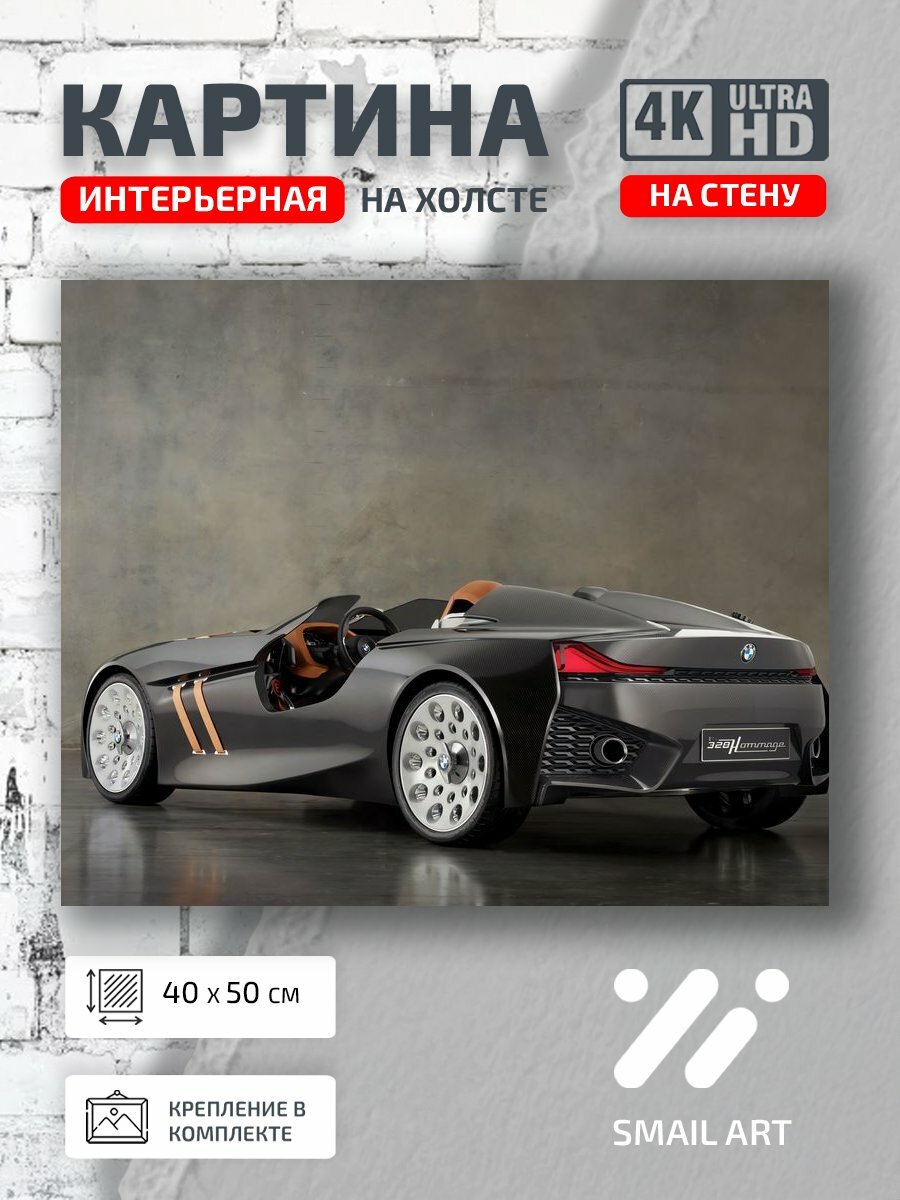 Картина на холсте интерьерная 40 на 50 на стену Двухместный BMW для студии авто дизайн