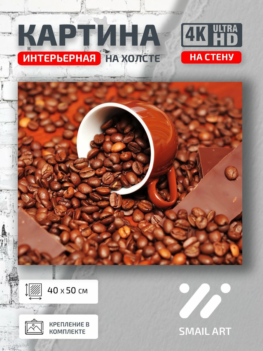 Картина на холсте интерьерная 40 на 50 на стену Шоколадка Food для гостиной кулинария декор