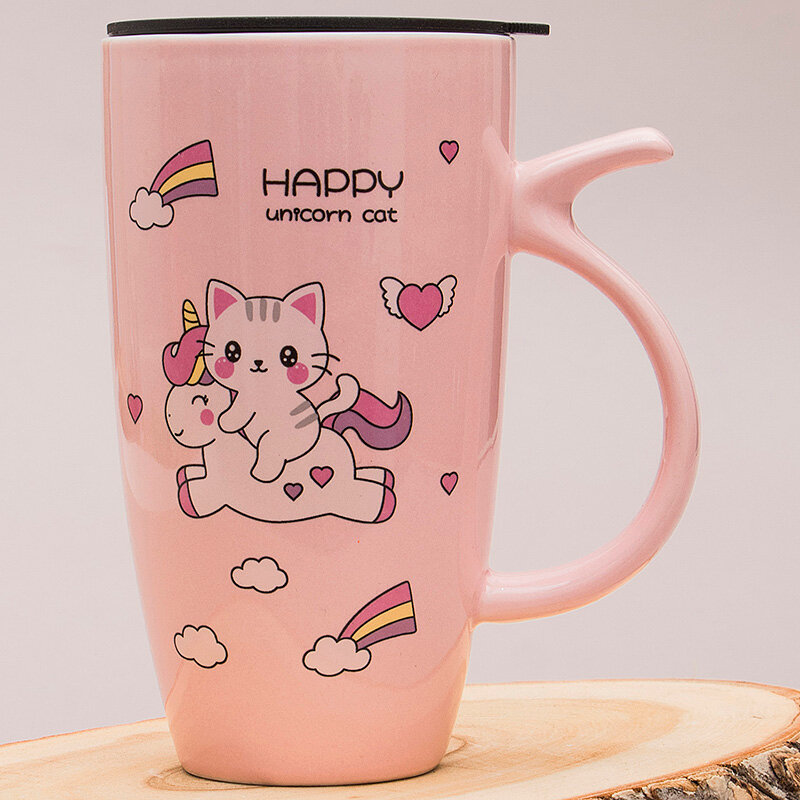 Кружка с крышкой Котенок на единороге