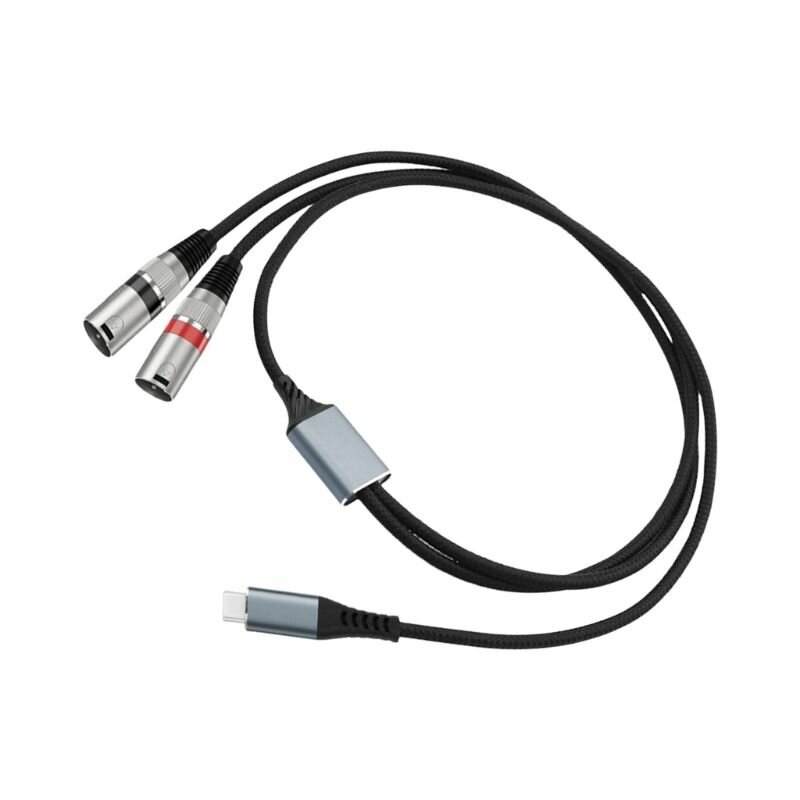 Штекер TypeC к двойному штекеру XLR и экранированному аудиокабелю с двумя точками, кабель-адаптер, усилитель мощности, микшер звуковой карты-1 м