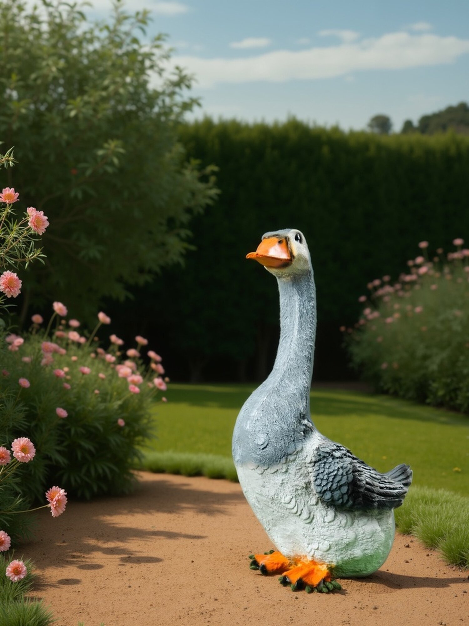 Садовая фигура из полистоуна «Гусь с длинной шеей», 46×27×16 см